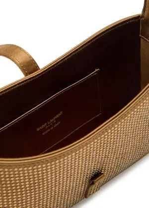Saint Laurent Le 5 À 7 Mini Embellished Satin Top Handle Bag - Brown