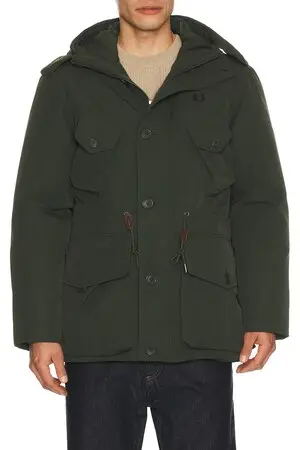 Fred Perry Patch Pocket Puffer Jacket - Court Green
