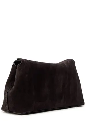 TOTEME T-lock Suede Clutch - Dark Brown