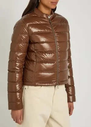Moncler Padded Glossed Shell Jacket - Brown