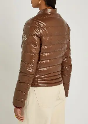 Moncler Padded Glossed Shell Jacket - Brown