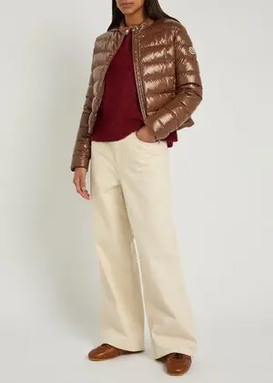 Moncler Padded Glossed Shell Jacket - Brown