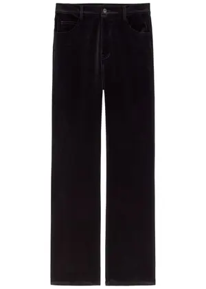 NILI LOTAN Joan Straight-leg Velvet Trousers - Black