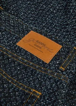 GANNI Textured Tweed Wide-leg Jeans - Denim
