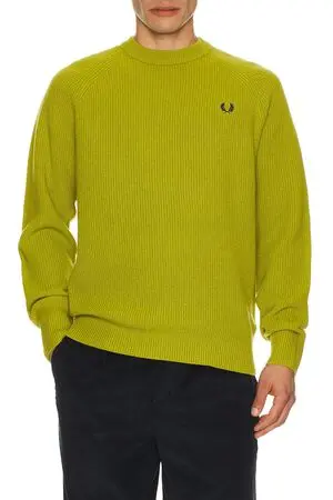 Fred Perry Lambswool Raglan Jumper - Tennis Ball Yellow