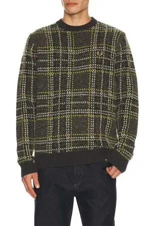 Fred Perry Brushed Tartan Jumper - Anchor Grey