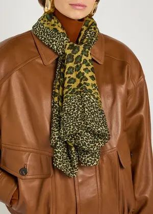 Saint Laurent Leopard-print Silk Scarf - Multicoloured
