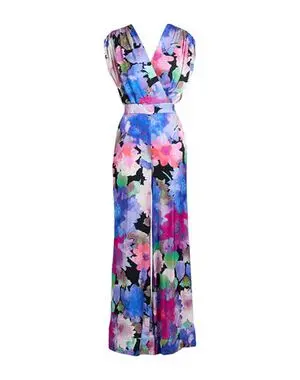 KAOS Viscose Floral-print Jumpsuit - Blue