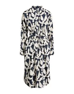 OTTOD'AME Midi Shirt Dress With Belt And Abstract Print - Blue