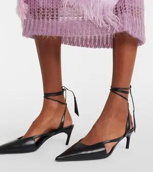 Attico Diane 55 Leather Slingback Pumps - Black