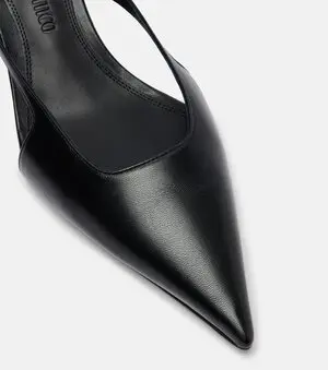 Attico Diane 55 Leather Slingback Pumps - Black