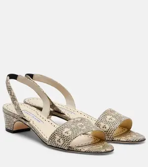 Manolo Blahnik Patobarnu 30 Lizard-effect Leather Sandals - Multicoloured