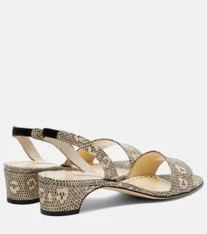 Manolo Blahnik Patobarnu 30 Lizard-effect Leather Sandals - Multicoloured