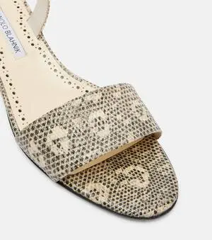 Manolo Blahnik Patobarnu 30 Lizard-effect Leather Sandals - Multicoloured