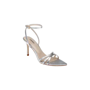 L'Agence Dua Leather Sandal Silver Lizard