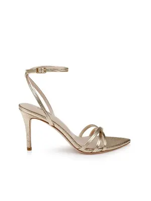 L'Agence Dua Leather Sandal - Gold Lizard Leather
