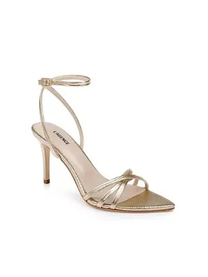 L'Agence Dua Leather Sandal - Gold Lizard Leather