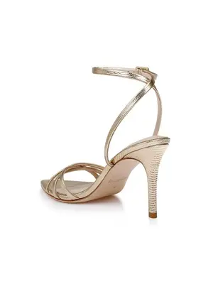 L'Agence Dua Leather Sandal - Gold Lizard Leather