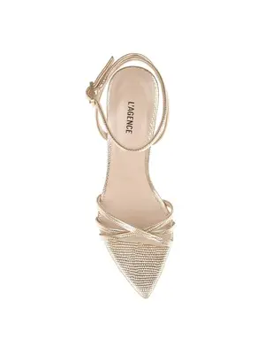 L'Agence Dua Leather Sandal - Gold Lizard Leather