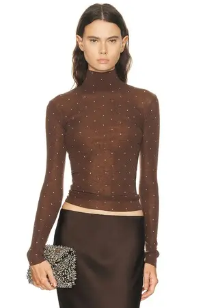 Rabanne Studded Turtleneck - Brown