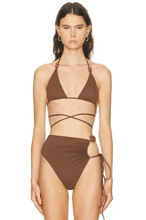 Magda Butrym Triangle Bikini Top - Brown