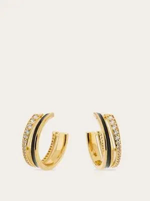 FERRAGAMO Crystal And Enamel Hoop Earrings - Gold