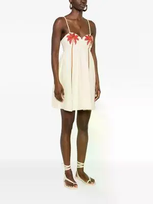Farm Rio Palm Tree-embroidered Mini Dress