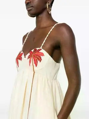 Farm Rio Palm Tree-embroidered Mini Dress