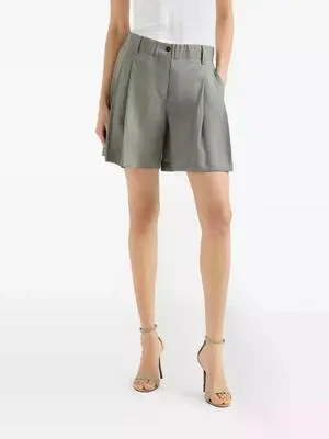 Brunello Cucinelli Pleated Linen Shorts - Grey