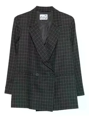NIU Double-breasted Check Blazer