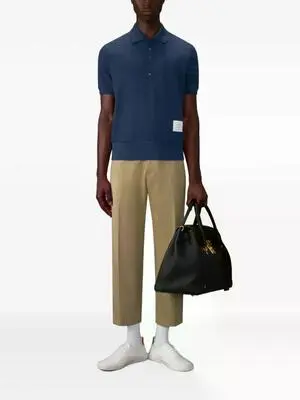 Thom Browne Garment Overdyed Jersey 4-bar Polo - Blue