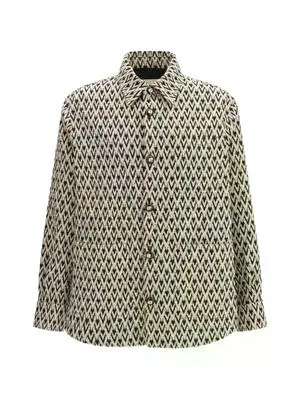 Valentino Garavani Toute La V Jacquard Button-fastening Shirt Jacket - Neutrals