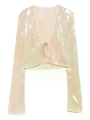 Oseree Marylin Sequin Tie Top - Neutrals