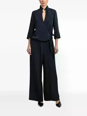PETER COHEN Tie-detailed Wrap Jumpsuit - Blue