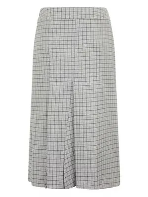 Malo Plaid Pleated Midi Skirt