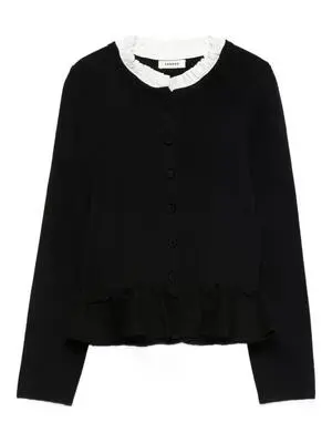 Sandro Ruffled Cardigan With Detachable Collar