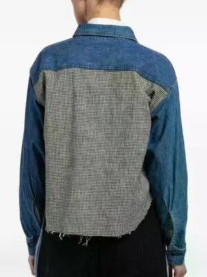 ASKK NY Crosby Houndstooth Panel Cropped Shirt