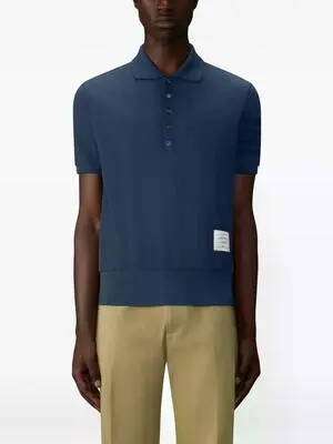 Thom Browne 4-bar Buttoned-up Polo Shirt - Blue