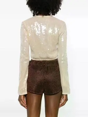 Oseree Marylin Sequin Tie Top - Neutrals