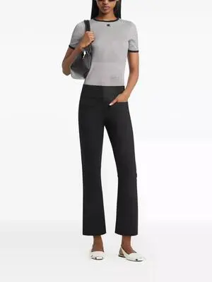 COURREGES Houndstooth Pattern T-shirt With Contrast Trim - Grey