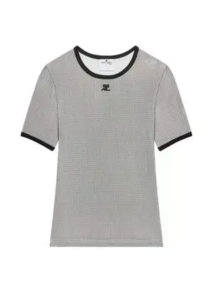 COURREGES Houndstooth Pattern T-shirt With Contrast Trim