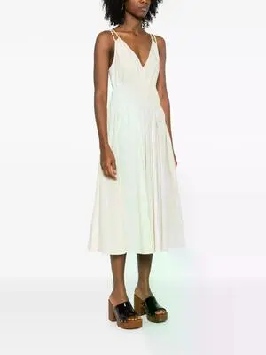 Pinko Amie Gathered Midi Dress - Neutrals