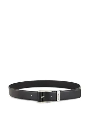 Gucci Engraved-buckle Leather Belt - Black