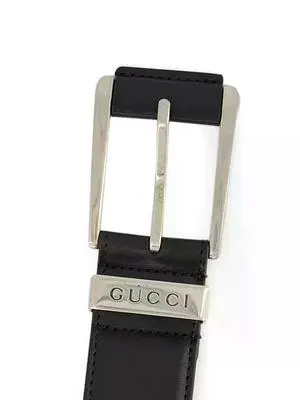 Gucci Engraved-buckle Leather Belt