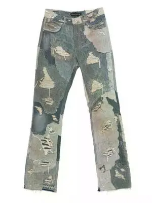 WHO DECIDES WAR BY EV BRAVADO Distressed Patchwork Jeans