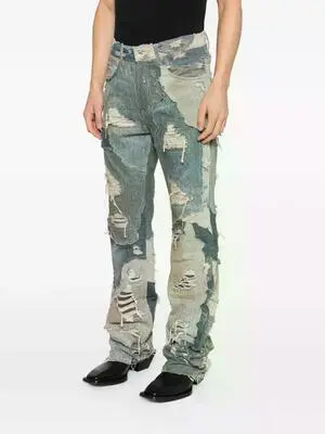 WHO DECIDES WAR BY EV BRAVADO Distressed Patchwork Jeans