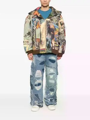 WHO DECIDES WAR BY EV BRAVADO Ripped Patchwork Cargo Jeans