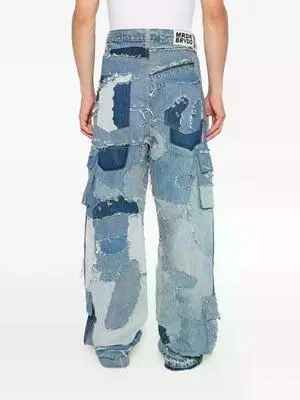 WHO DECIDES WAR BY EV BRAVADO Ripped Patchwork Cargo Jeans