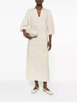 Fabiana Filippi V-neck Pocket Maxi Dress - Neutrals