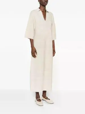 Fabiana Filippi V-neck Pocket Maxi Dress - Neutrals